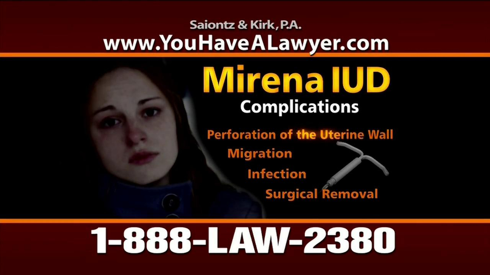 Saiontz & Kirk, P.A. TV Commercial 'Mirena IUD' - iSpot.tv